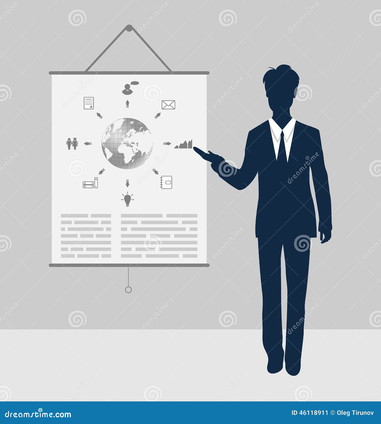 Lector Stand Near Board Presentation Showing Speak Project Brief Stock ...