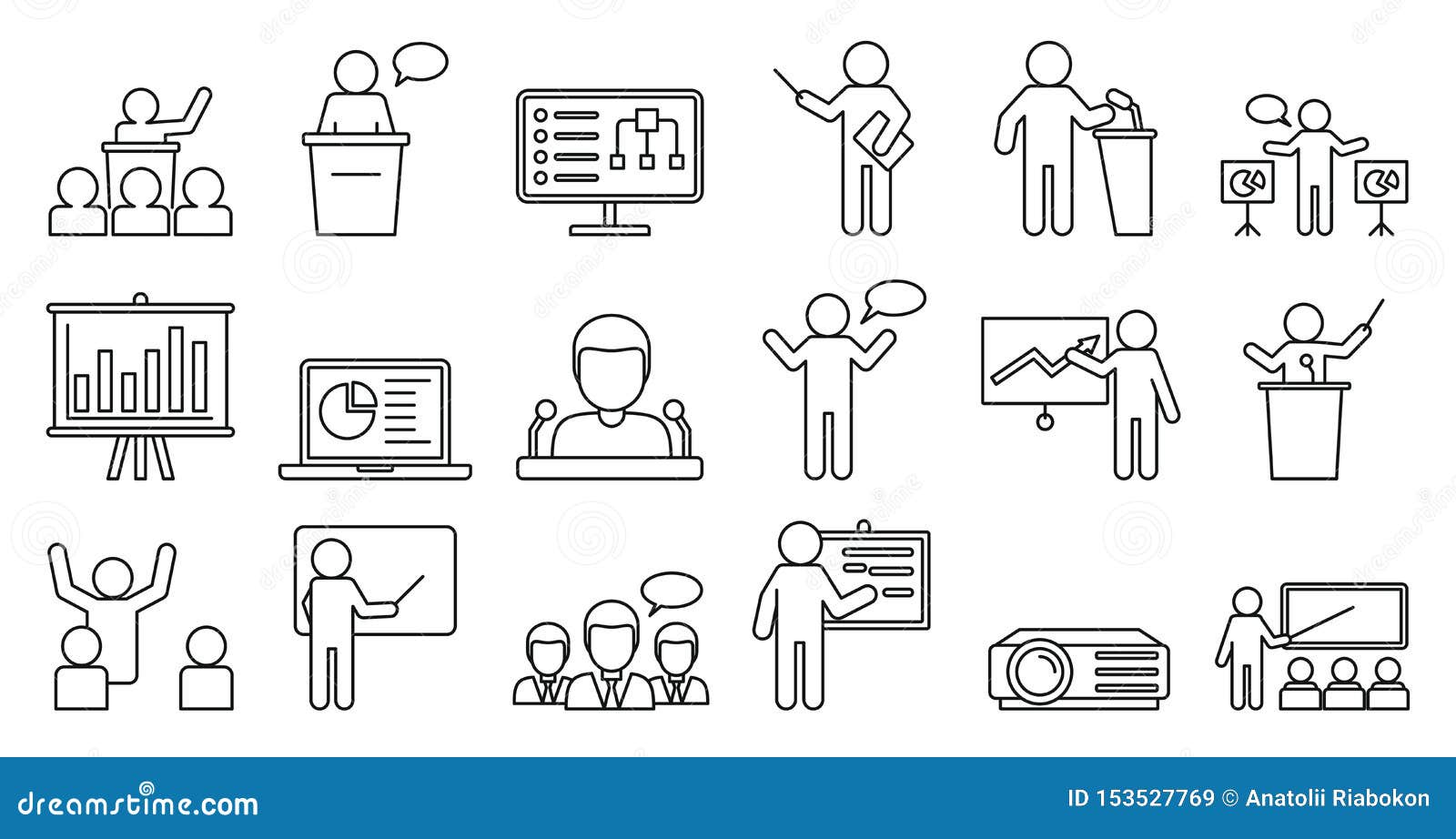 Lecture Classroom Icons Set, Outline Style Stock Vector - Illustration ...