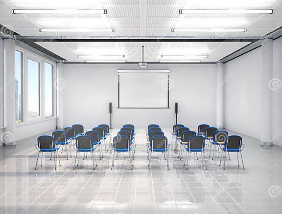 Lecture Hall Interior with Projector. 3d Stock Illustration ...