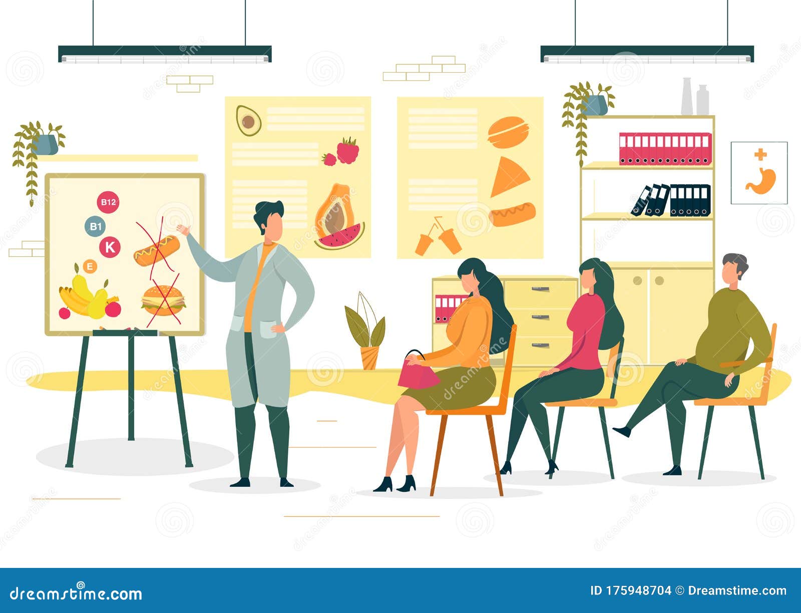 Lecture on Healthy Eating, Nutritionist Doctor. Stock Vector ... Lecture on Healthy Eating, Nutritionist Doctor. Stock Vector ...
