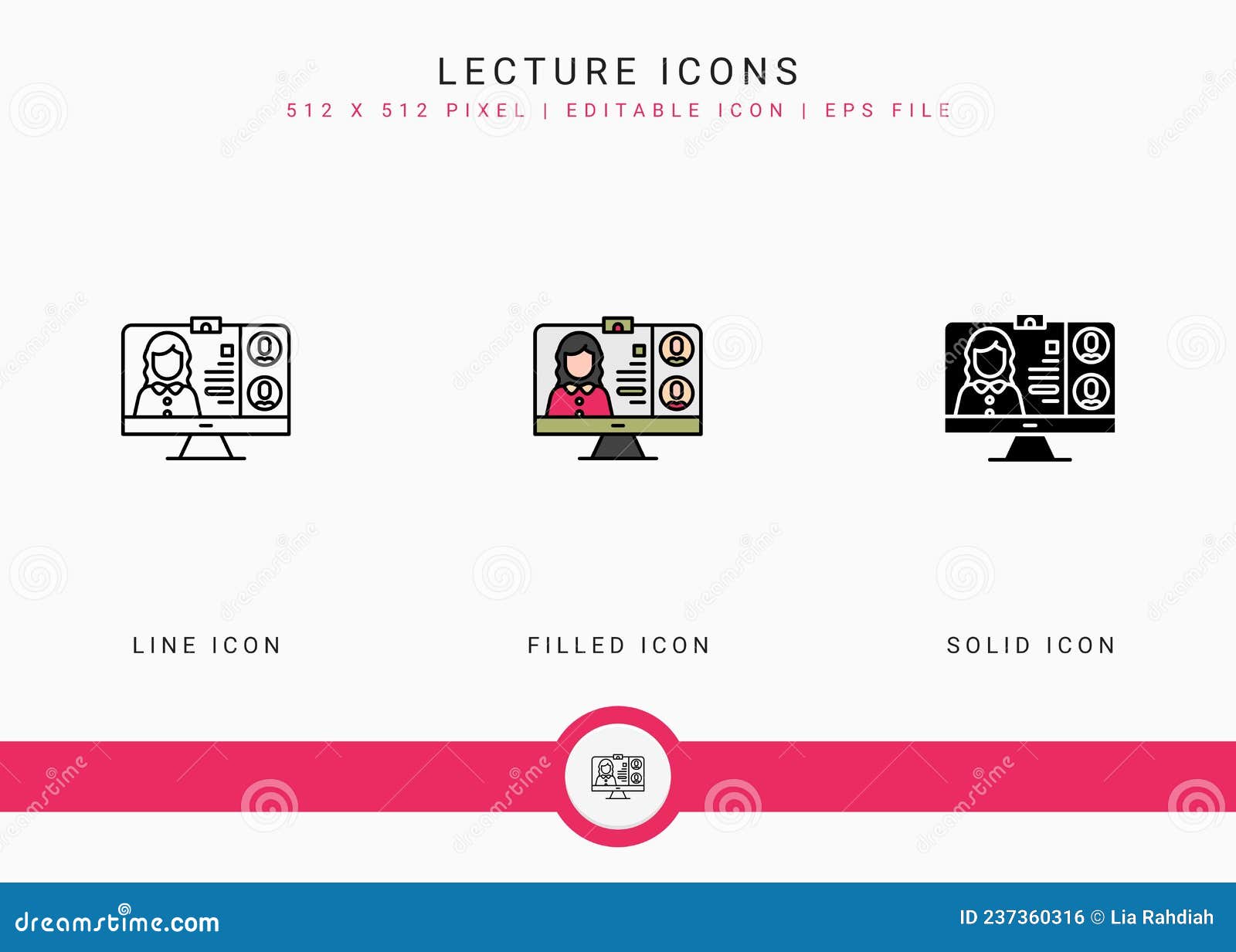 Lecture Icons Set Vector Illustration with Solid Icon Line Style ...