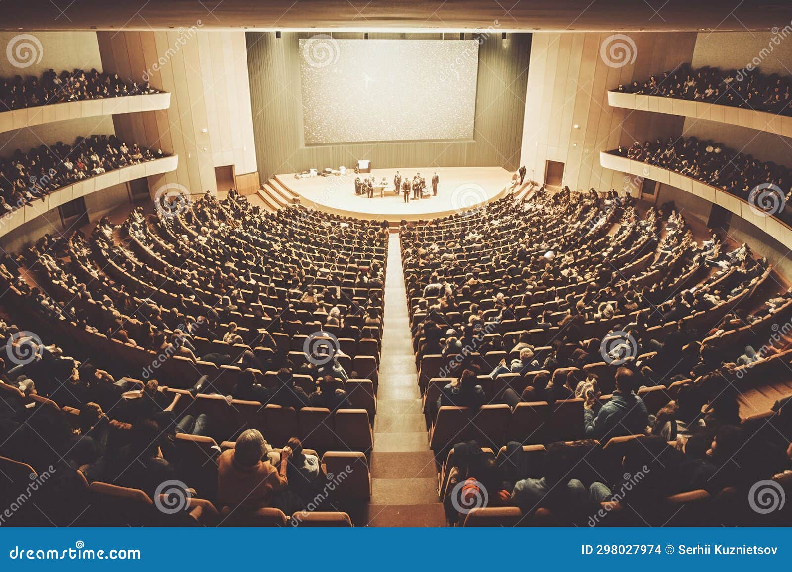 Lecture in a Large University Auditorium To a Group of Students Aerial ...