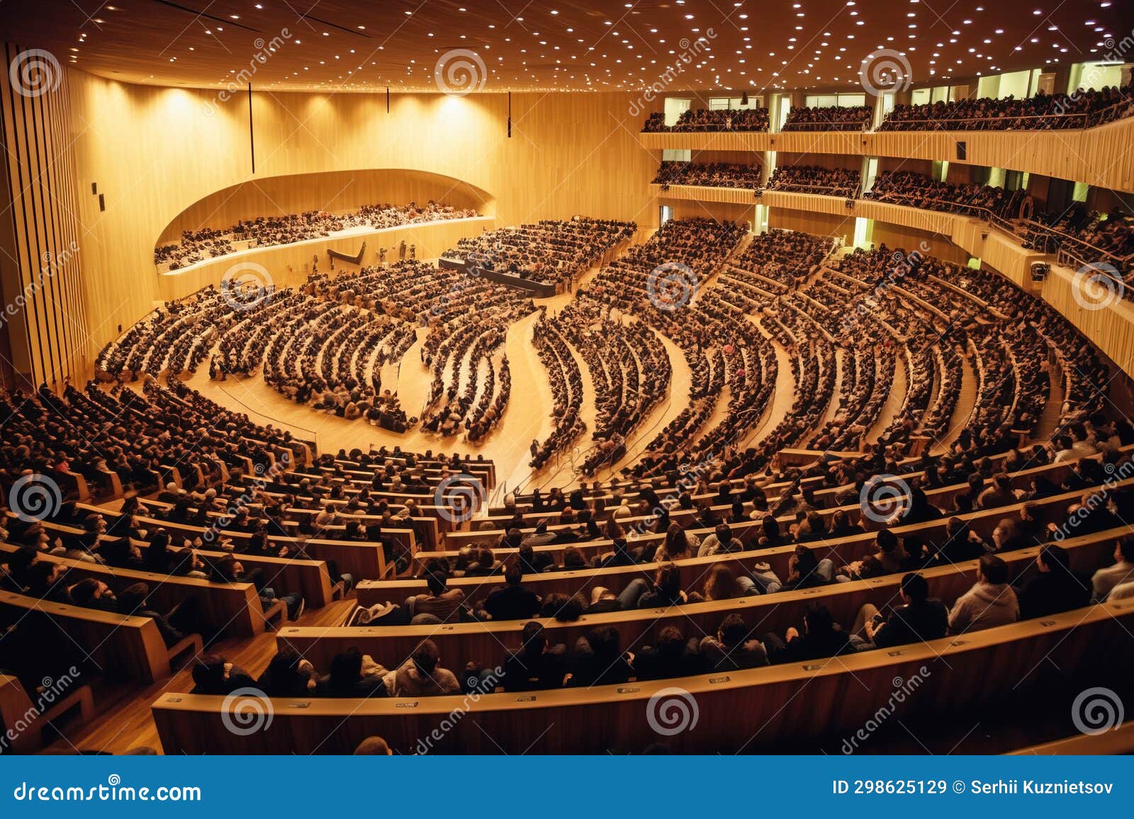 Lecture in a Large University Auditorium To a Group of Students Aerial ...