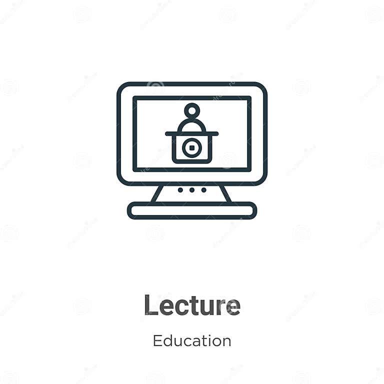 Lecture Outline Vector Icon. Thin Line Black Lecture Icon, Flat Vector ...