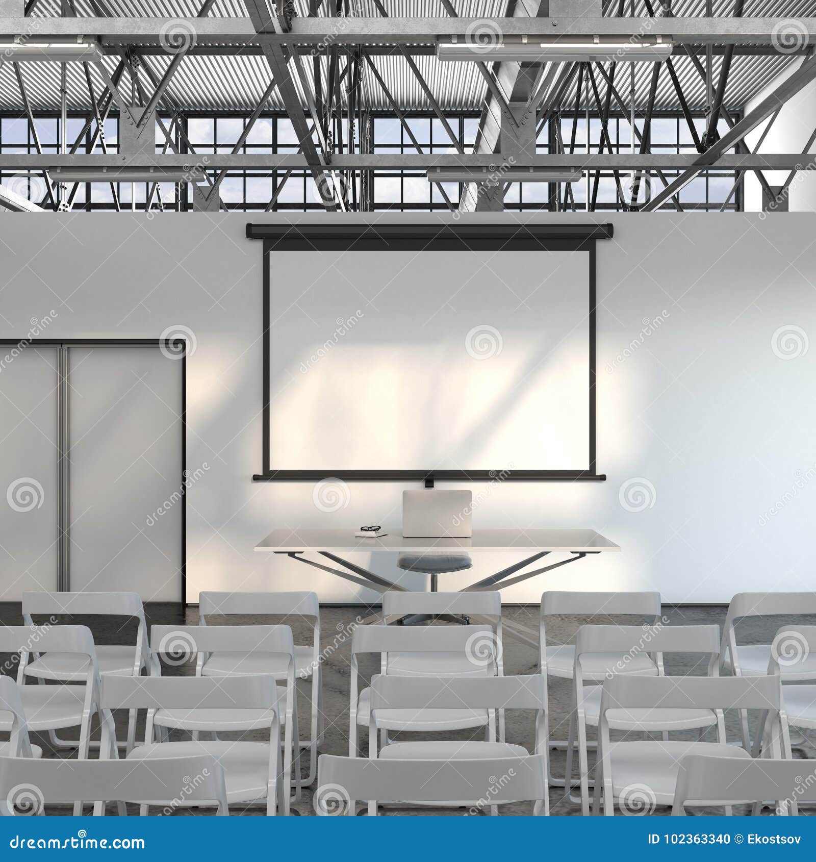 Lecture Room in a Modern Loft Room. 3d Rendering Stock Illustration ...