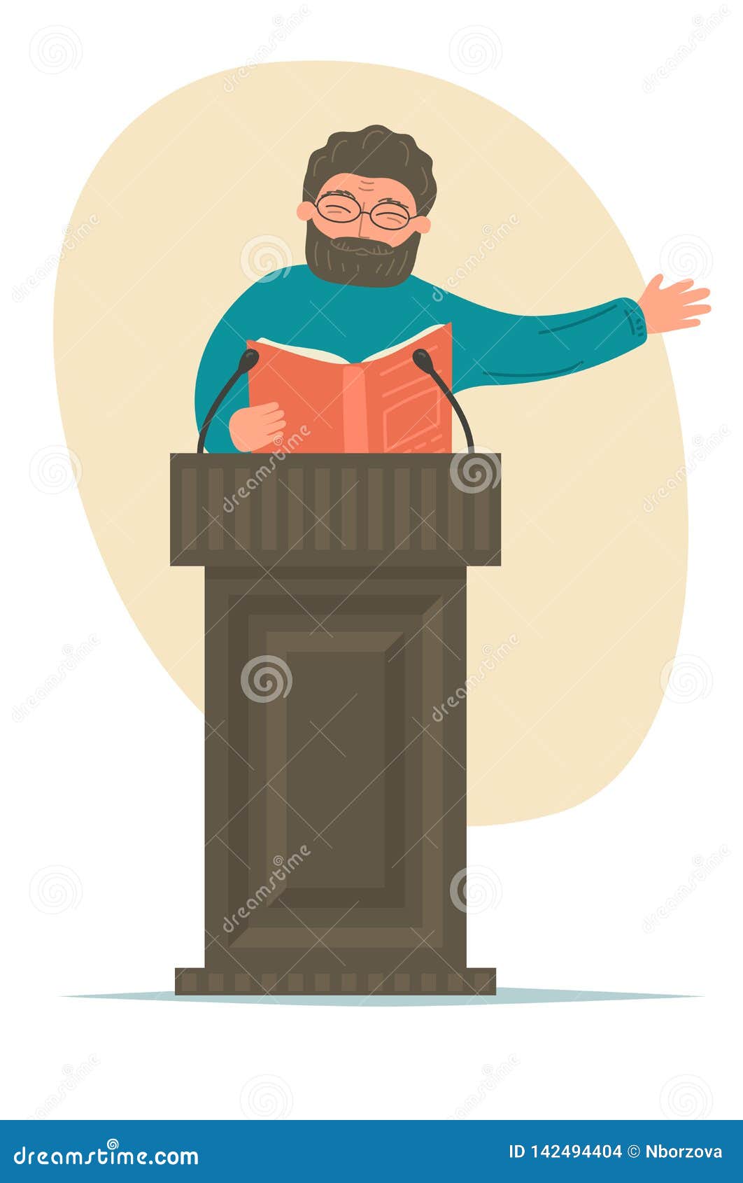 Lecture. Speaker Talking At Podium Tribune. Listeners Sitting On Chairs ...