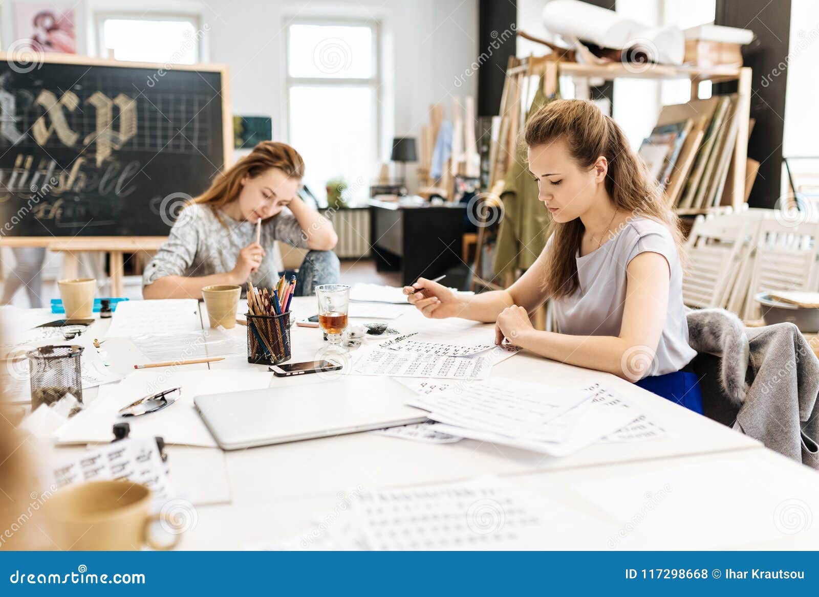 Lecture and Training in Calligraphy Office for a Group of People Stock ...