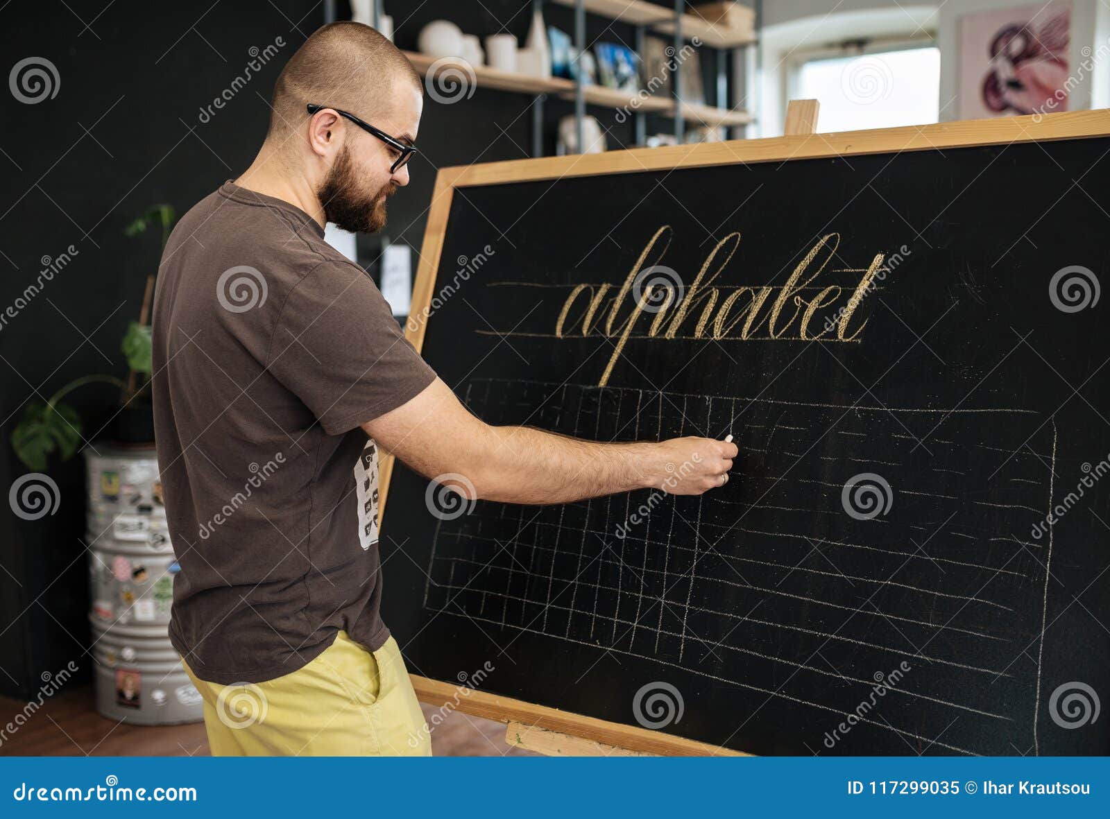 Lecture and Training in Calligraphy Office for a Group of People Stock ...