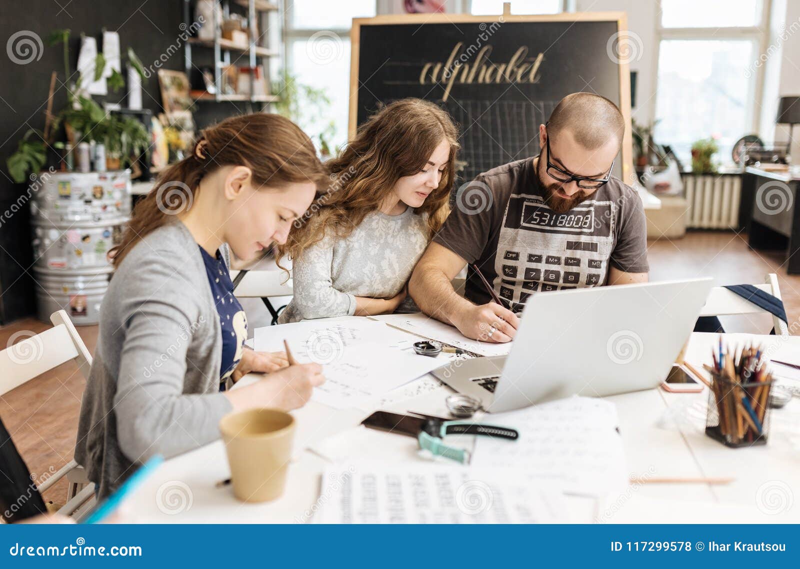 Lecture and Training in Calligraphy Office for a Group of People Stock ...