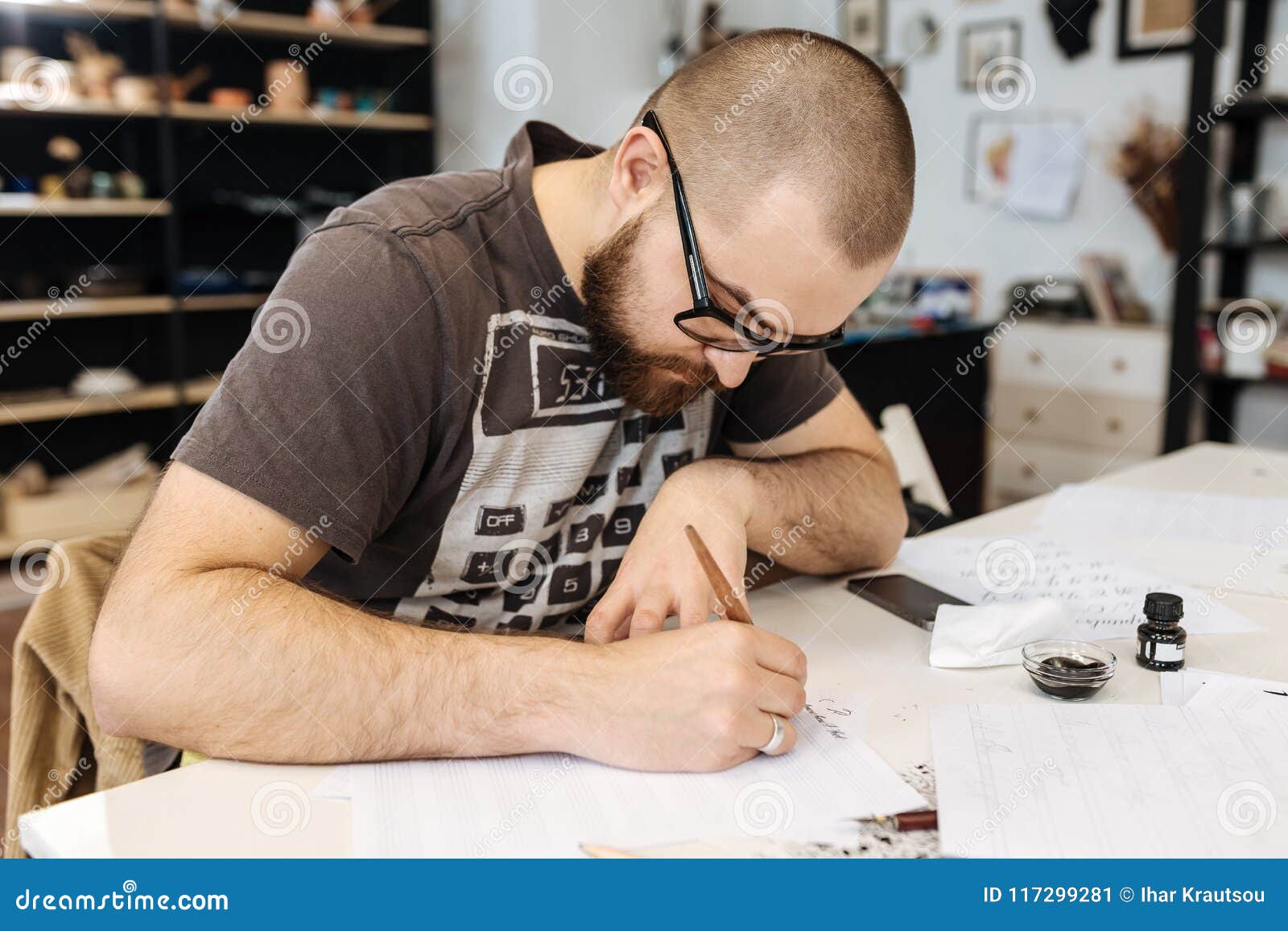 Lecture and Training in Calligraphy Office for a Group of People Stock ...