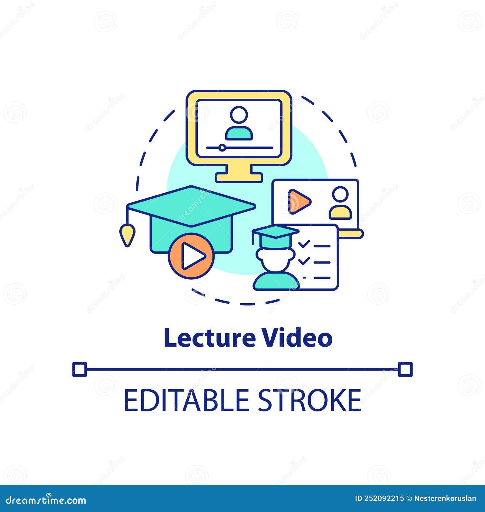 Lecture video concept icon stock vector. Illustration of stroke - 252092215
