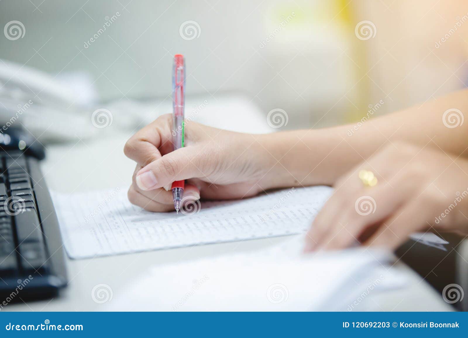 Lecture or Writing on Computer Paper Stock Image - Image of application ...