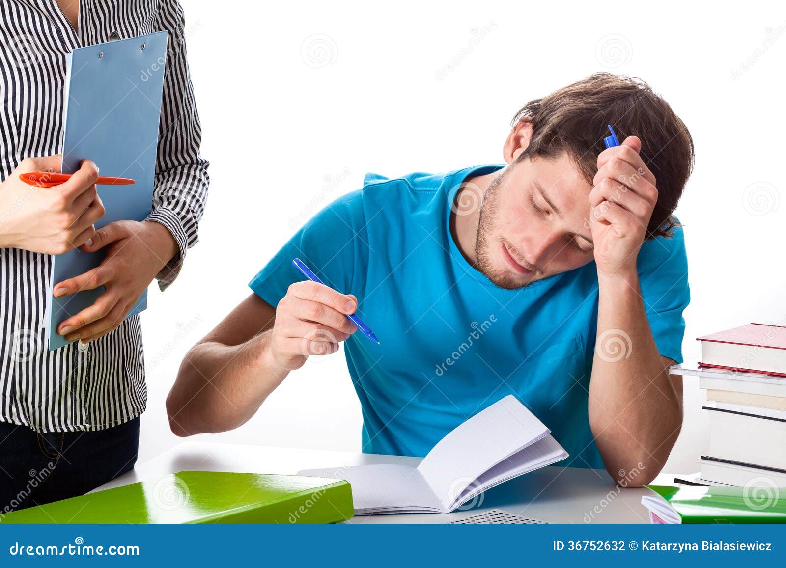 Lecturer with Student on Classes Stock Photo - Image of read, books ...