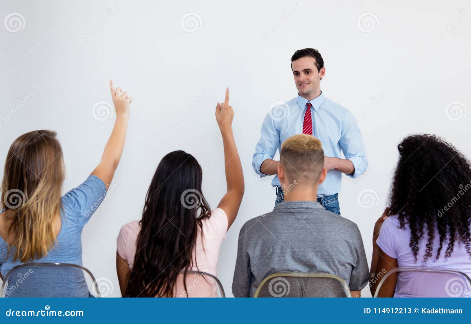 Lecturer with Students at Classroom Stock Image - Image of education ...