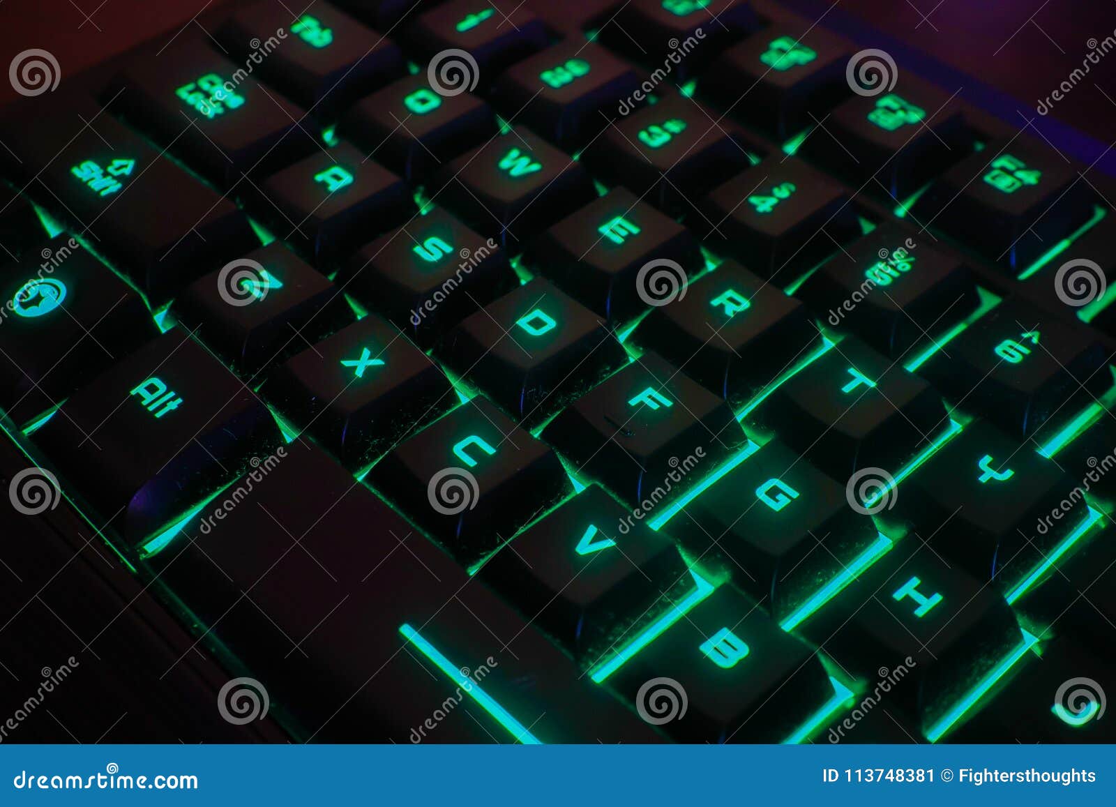 Lit Computer Keyboard Close-up Stock Image - Image of internet ...