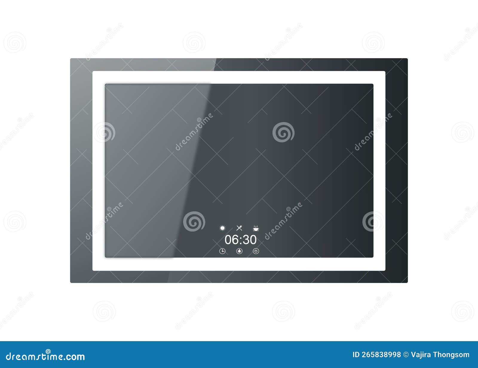 LED Bathroom Mirror with Light and Control Menu, Vector Illustration ...