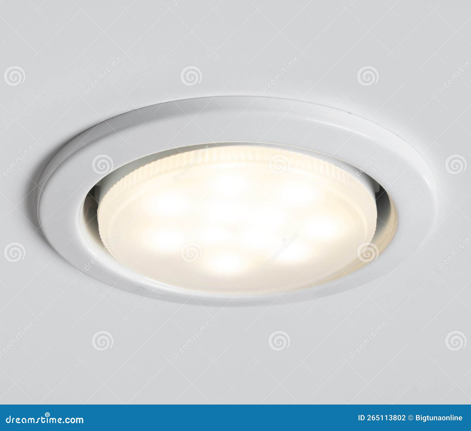 LED Built-in Lamp on White Stretch Ceiling. LED Celling Lamp Stock ...