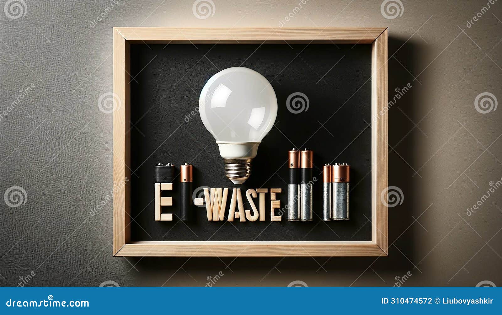 LED Bulb and Batteries in the Trash Can. Garbage Sorting Concept Stock ...