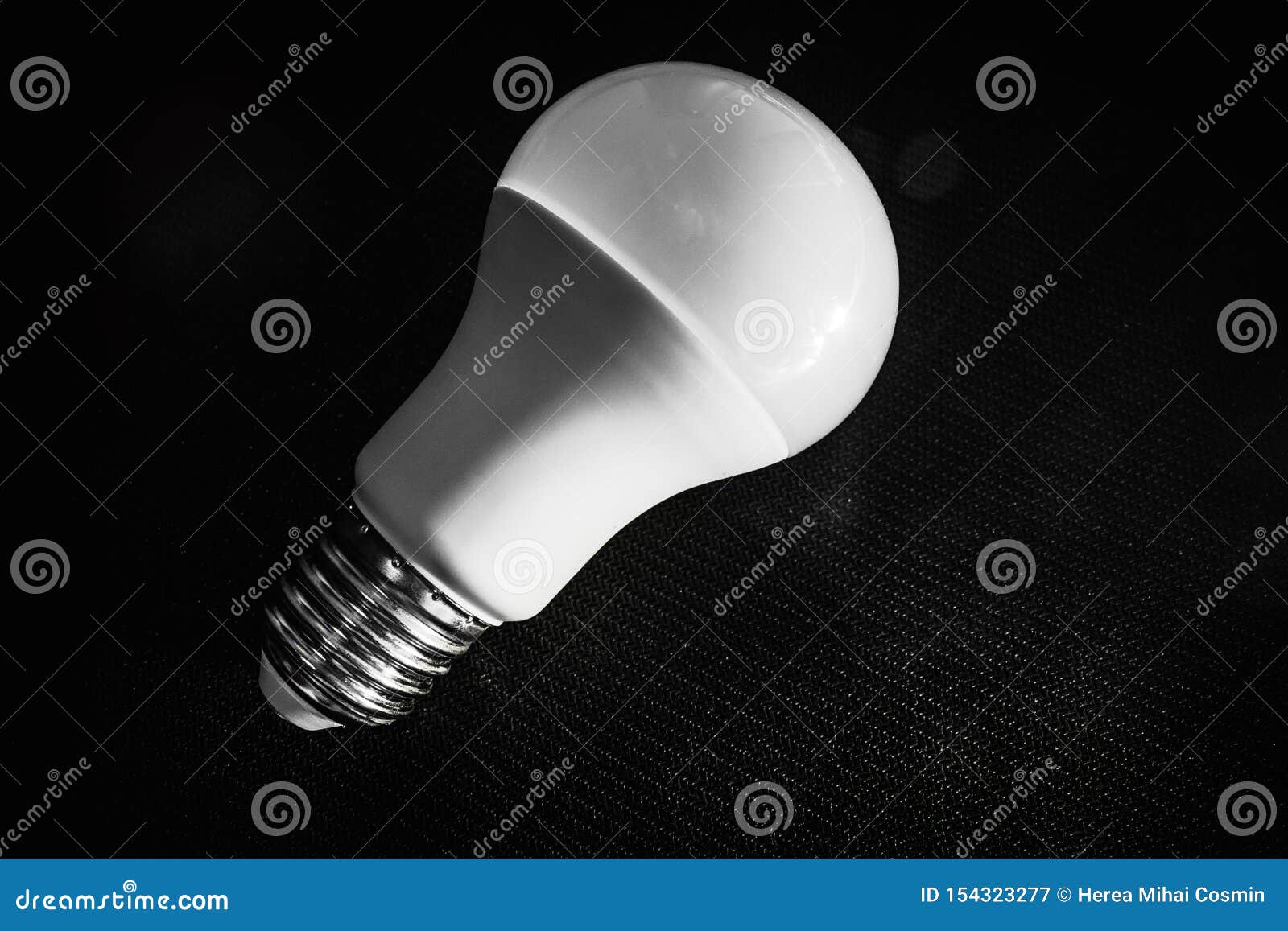 Led Bulb on Black Background Stock Image - Image of creative, equipment ...