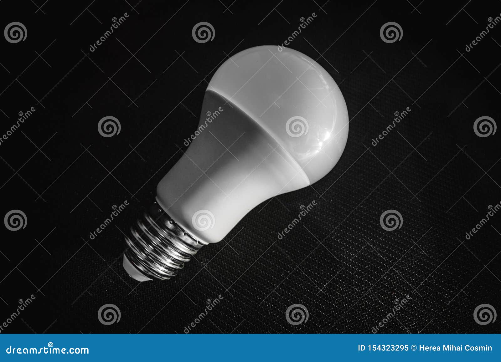 Led Bulb on Black Background Stock Image - Image of glowing ...