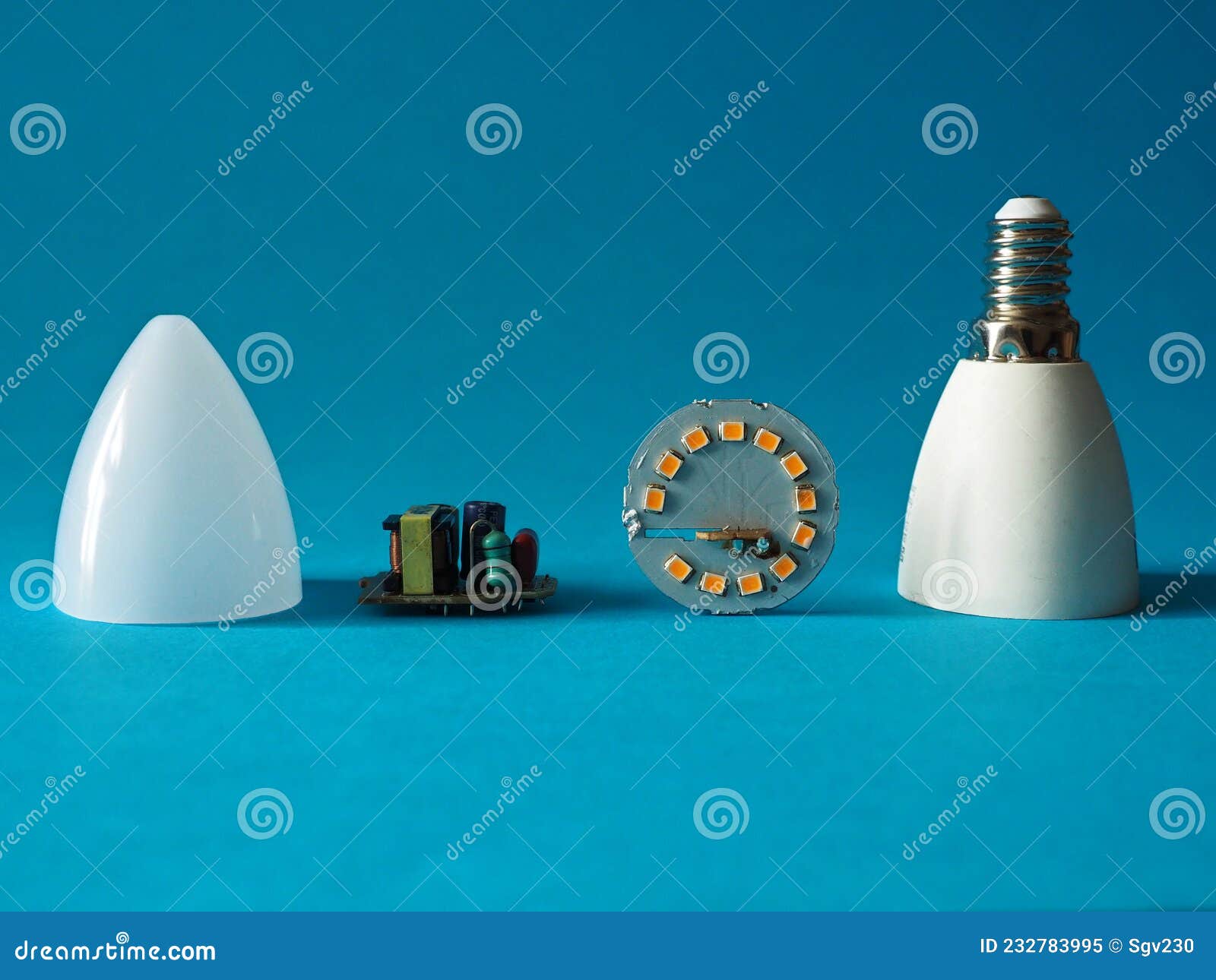 Led Bulb Components. Electronics Component Recycling Stock Image ...