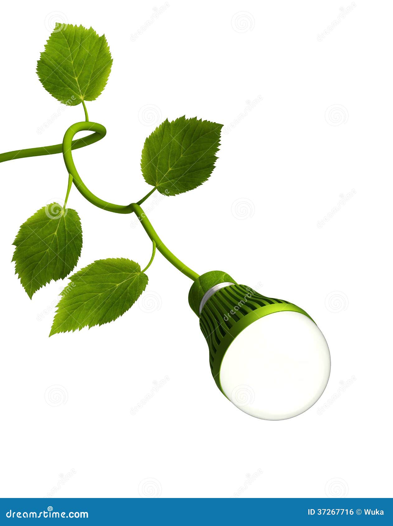 Led Bulb with Green Stem and Leaves Stock Photo - Image of environment ...