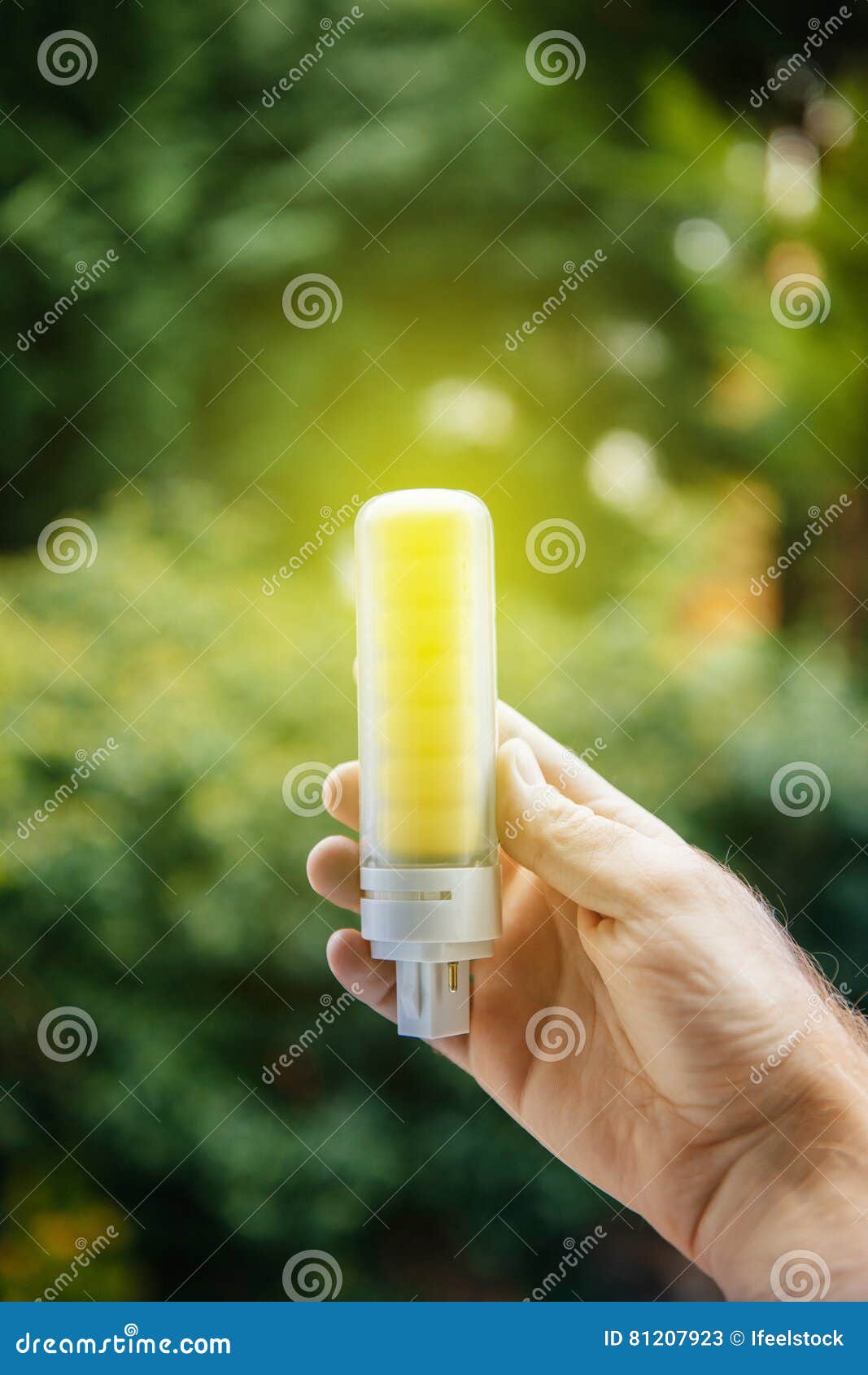 LED bulb in hand stock image. Image of cells, lightning - 81207923