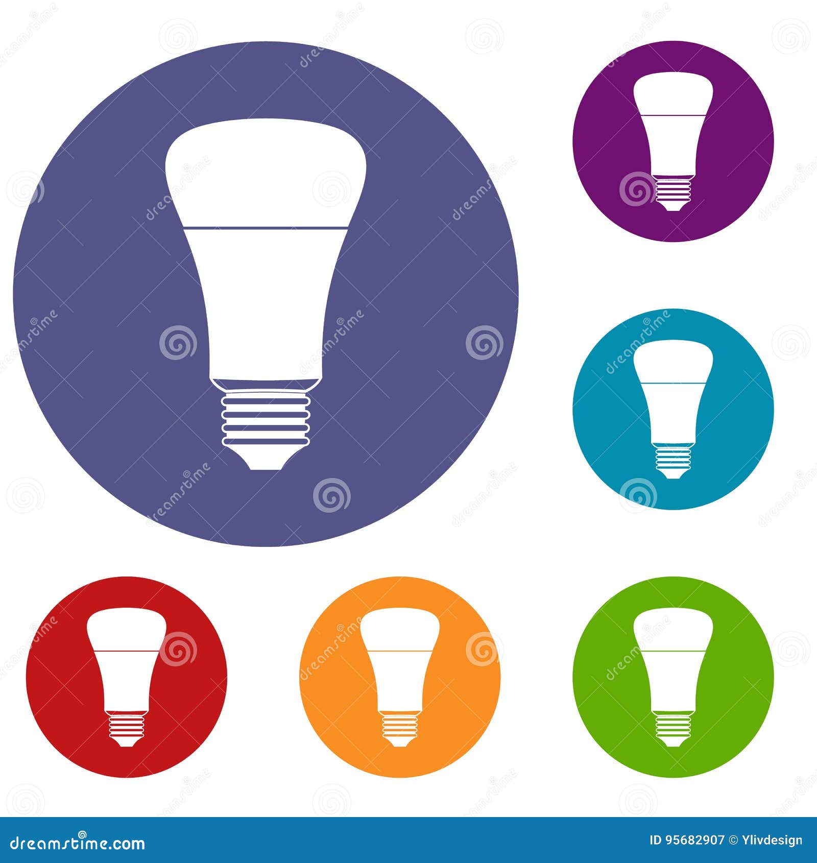 Led bulb icons set stock vector. Illustration of illuminated - 95682907