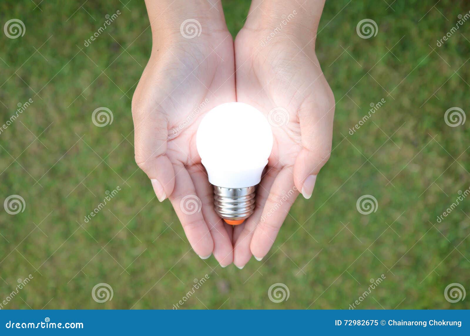 LED Bulb with Lighting in Human Stock Image - Image of conservation ...