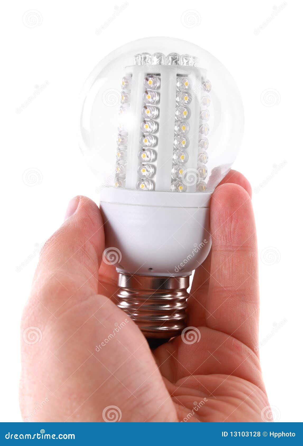 Led bulb in man s hand stock photo. Image of conservation - 13103128
