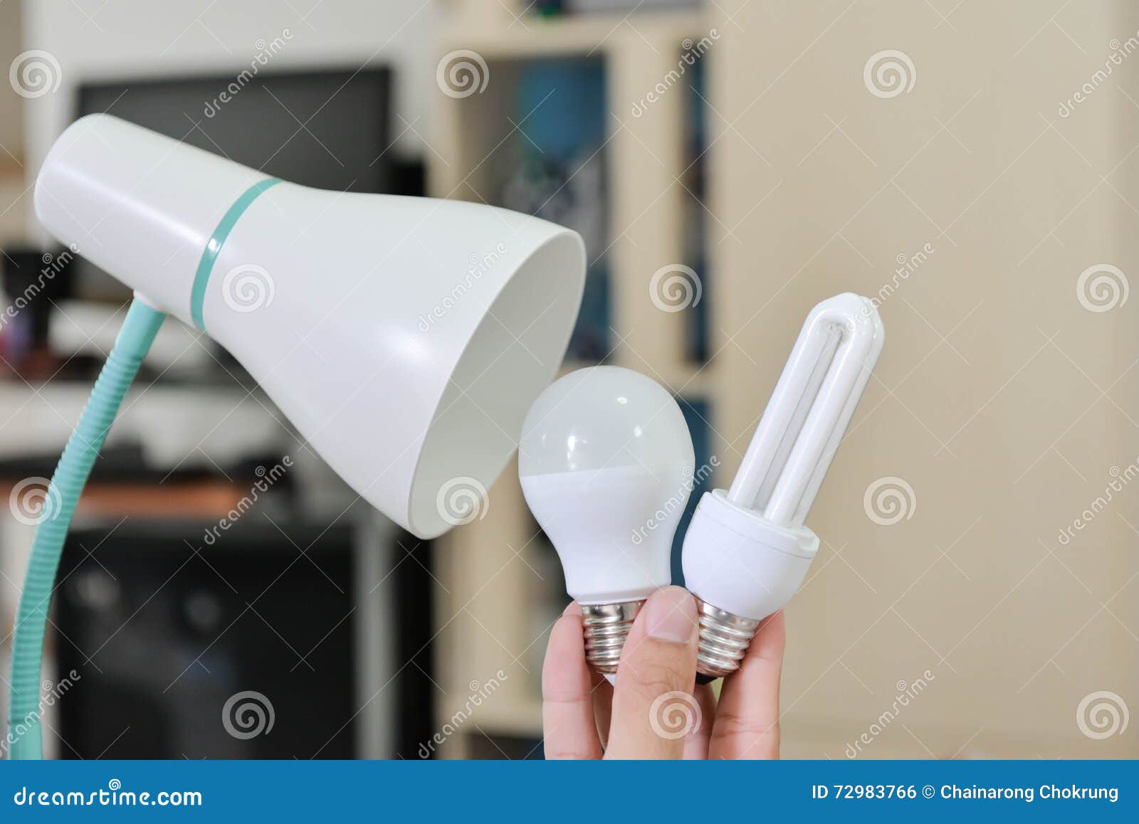 LED Bulb - Selection the Bulb To Use with Lamp Stock Photo - Image of ...