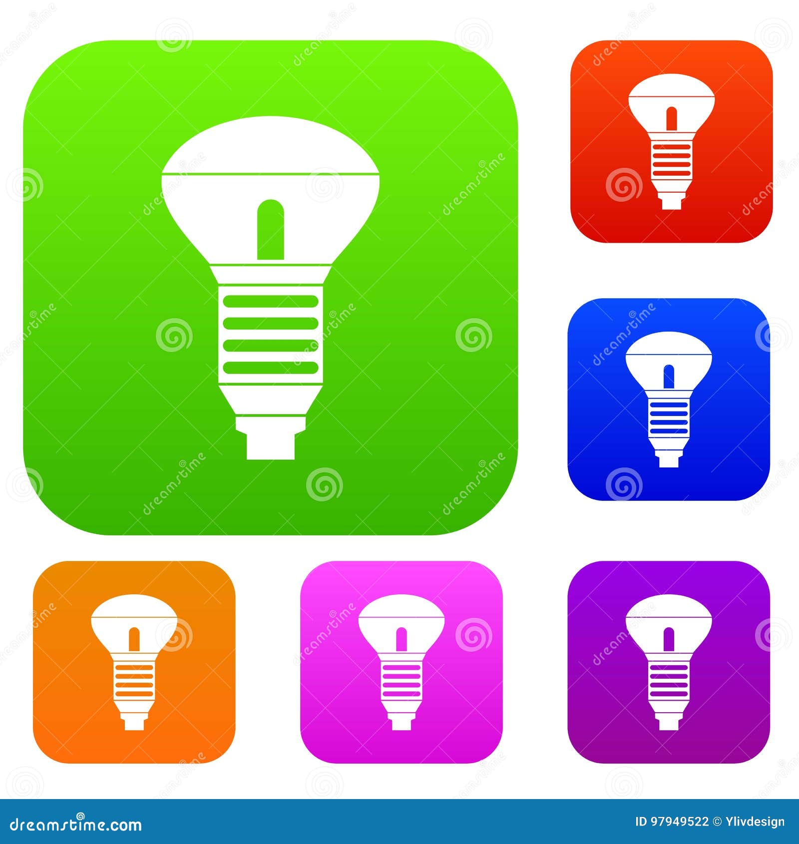 Led bulb set collection stock vector. Illustration of icon - 97949522