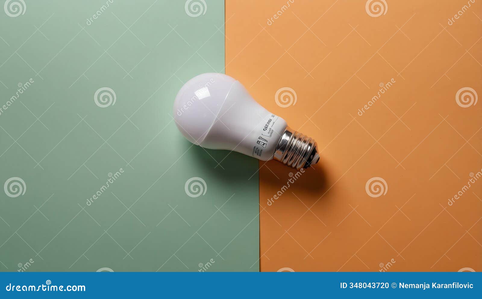 LED Bulb on a Tri-color Rectangle Backdrop (green, Yellow, Orange Stock ...