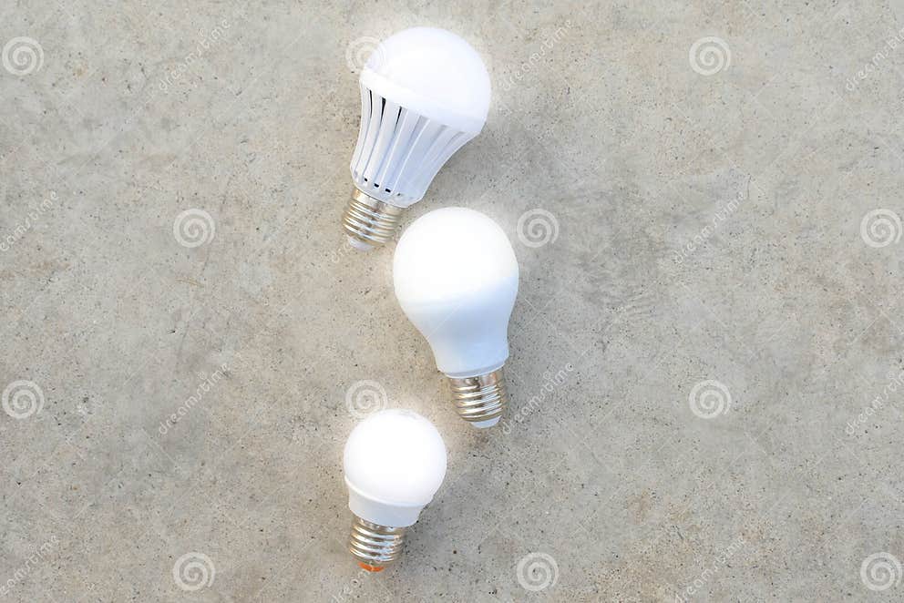 LED Bulbs on the Concrete Floor Stock Image - Image of ideas, green ...