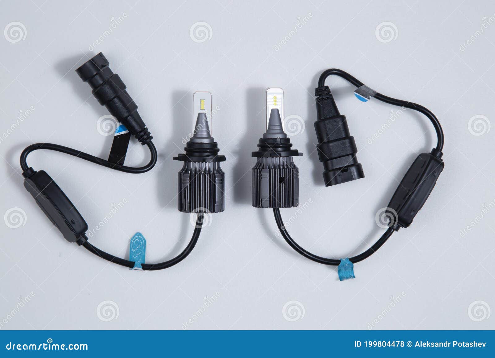 Led Car Lights on a White Background. Mounting Base HB4 Stock Photo ...