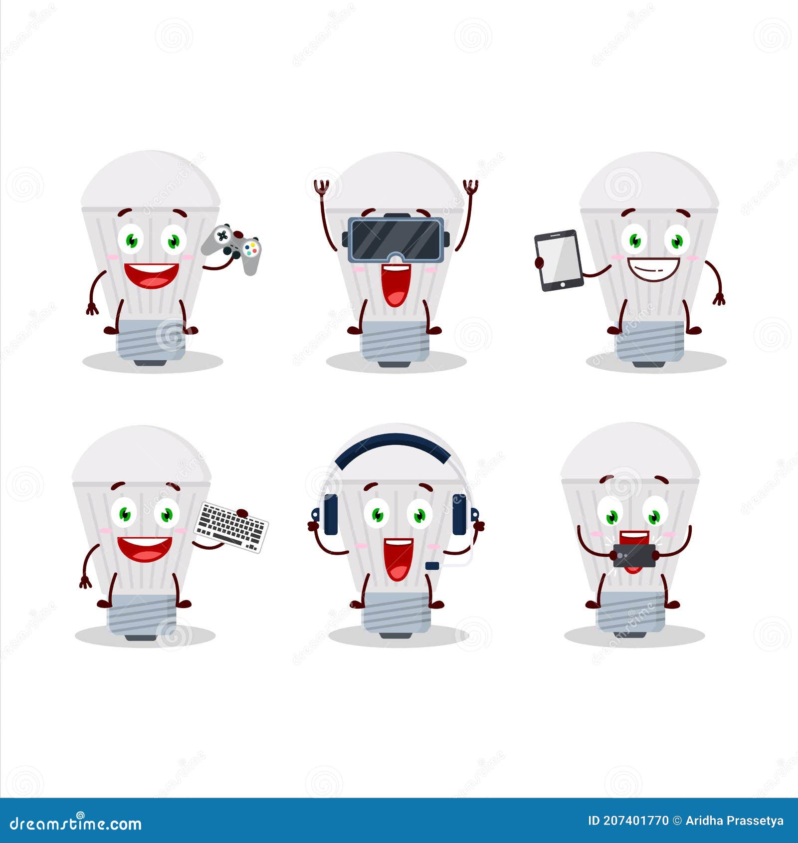 Led Cartoon Character are Playing Games with Various Cute Emoticons ...