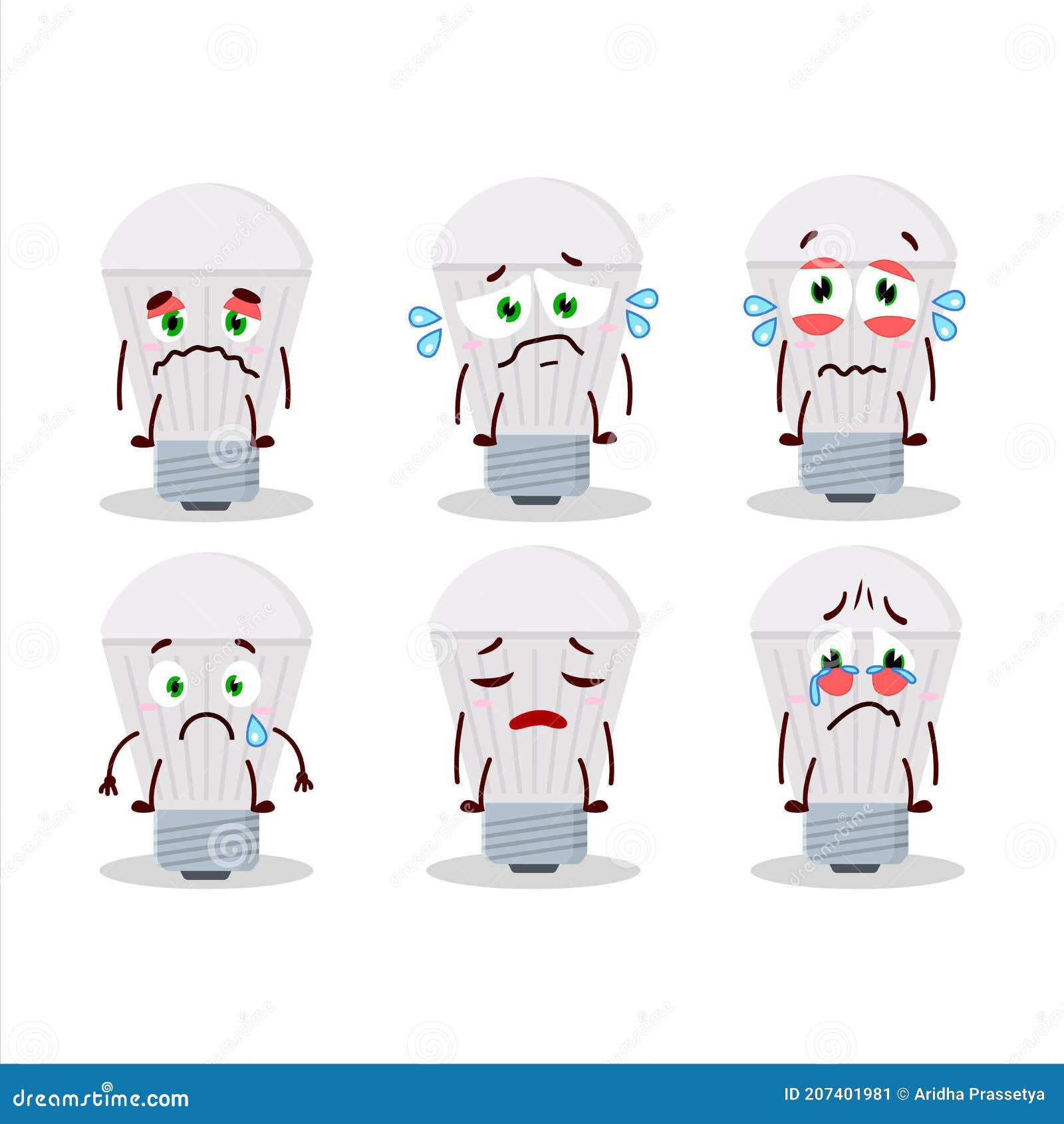 Led Cartoon in Character with Sad Expression Stock Vector ...