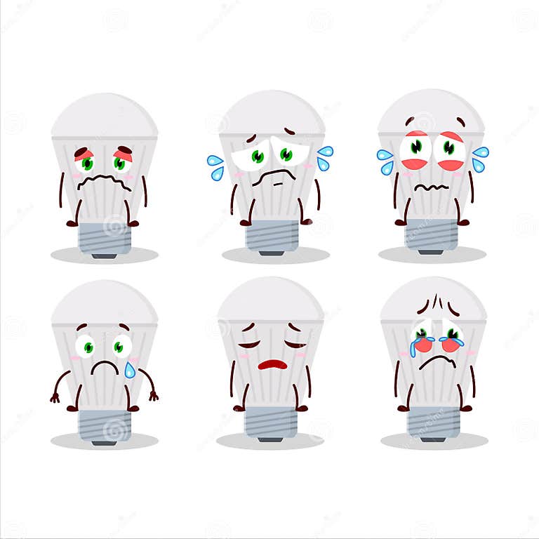 Led Cartoon in Character with Sad Expression Stock Vector ...
