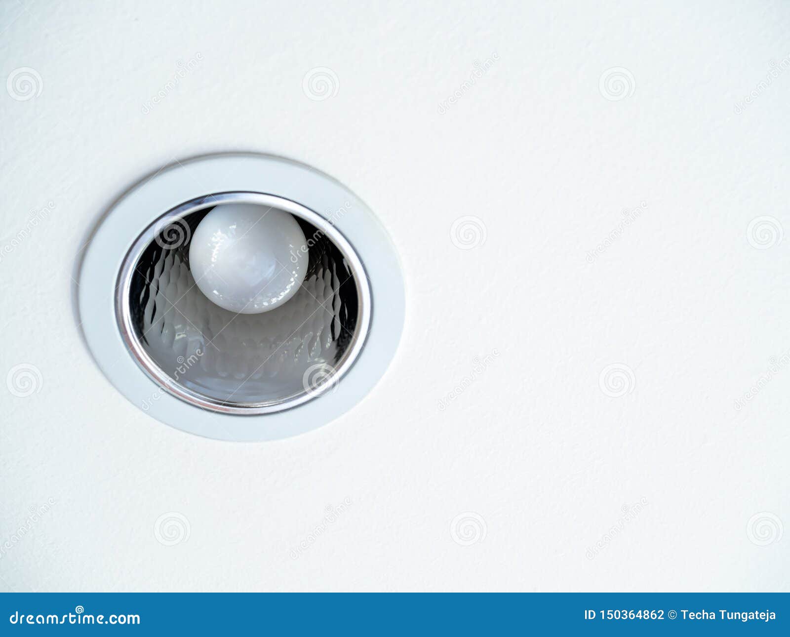 LED Ceiling Light. Downlight with Light Bulb on White Ceiling ...