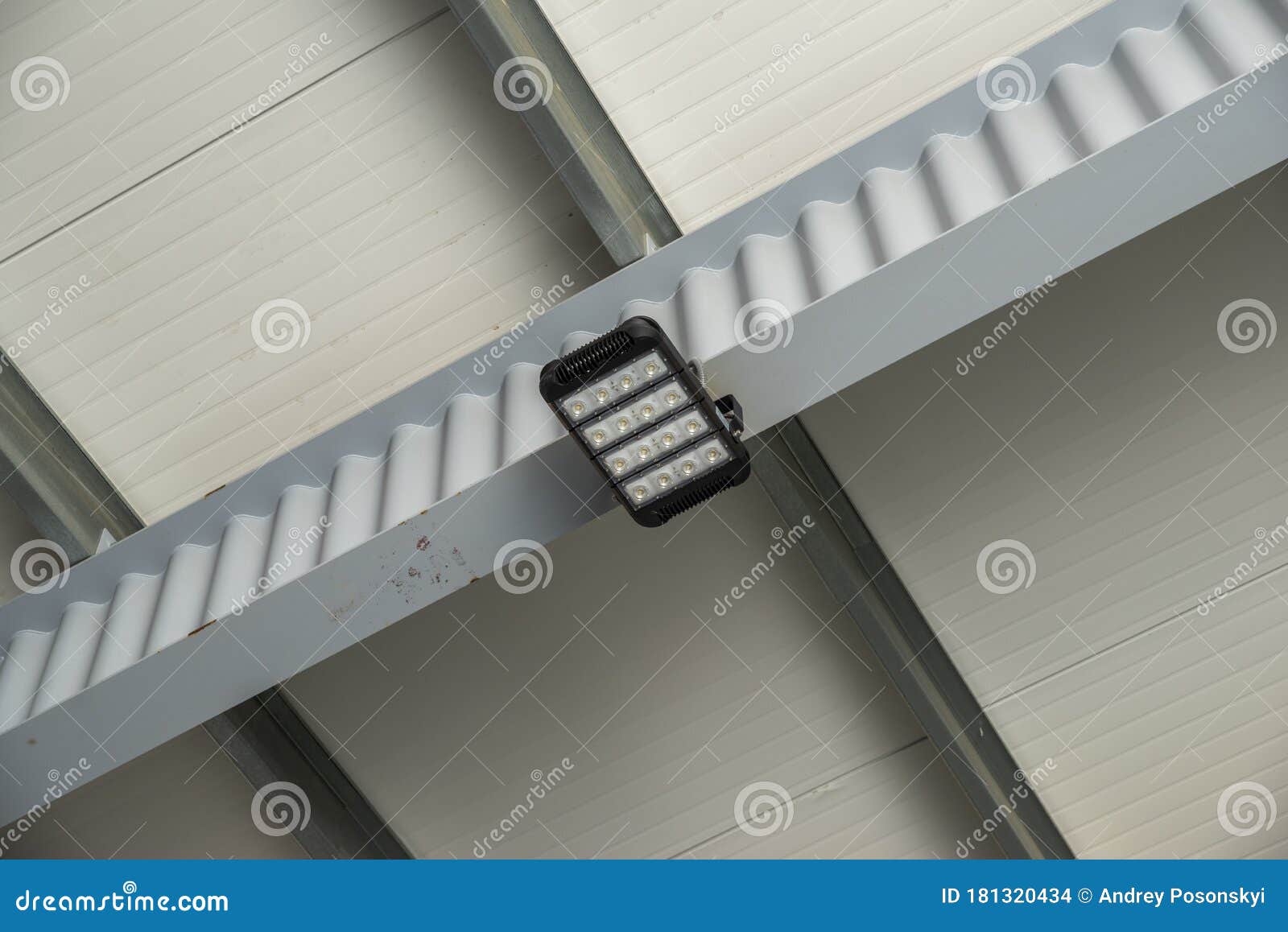 Diode Industrial Fixtures on the Building Stock Photo - Image of lamp ...
