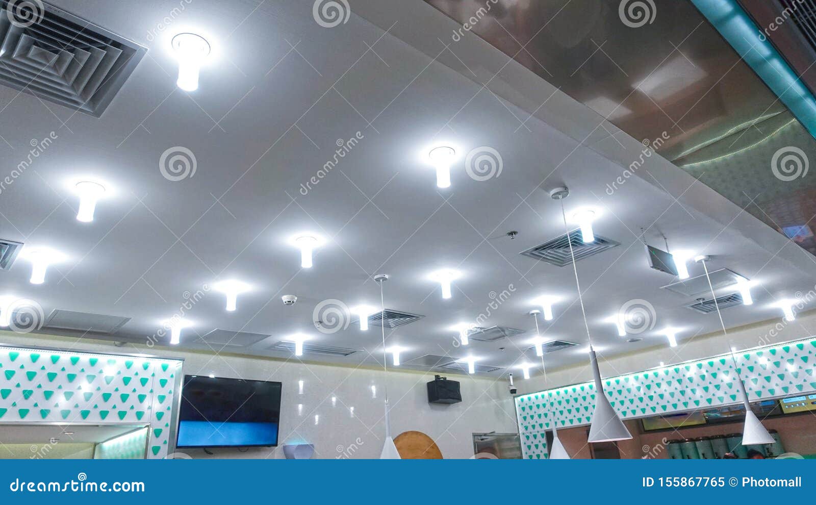 Led Ceiling Light in Modern Commercial Building Stock Image - Image of ...