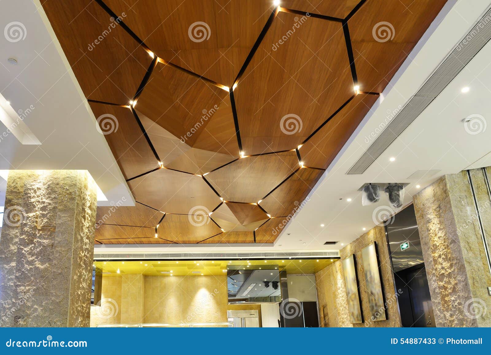 Led Ceiling of Modern Plaza Hall Stock Image - Image of family ...