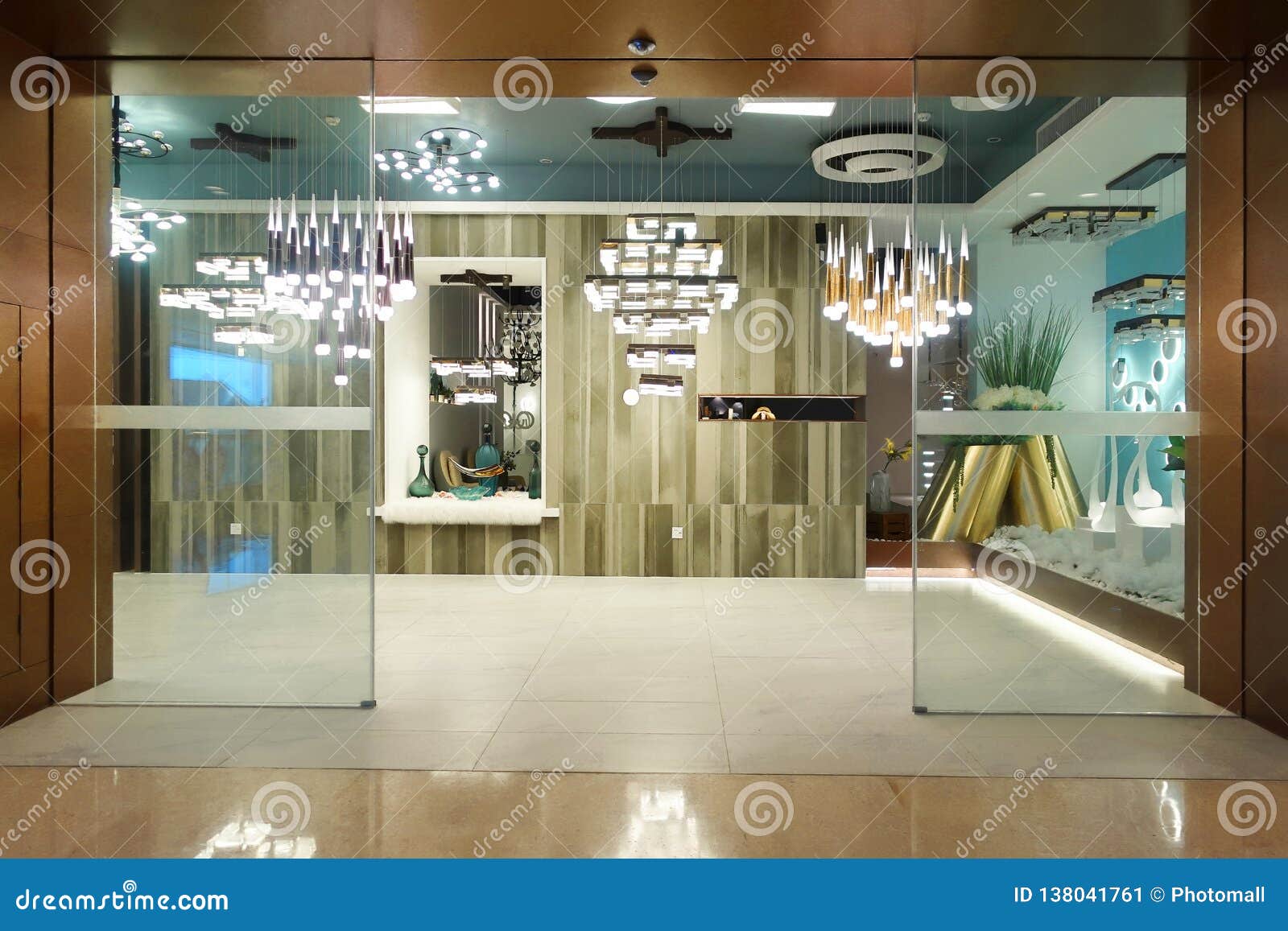 Led Chandelier Lighting Showroom Front Stock Image - Image of ...