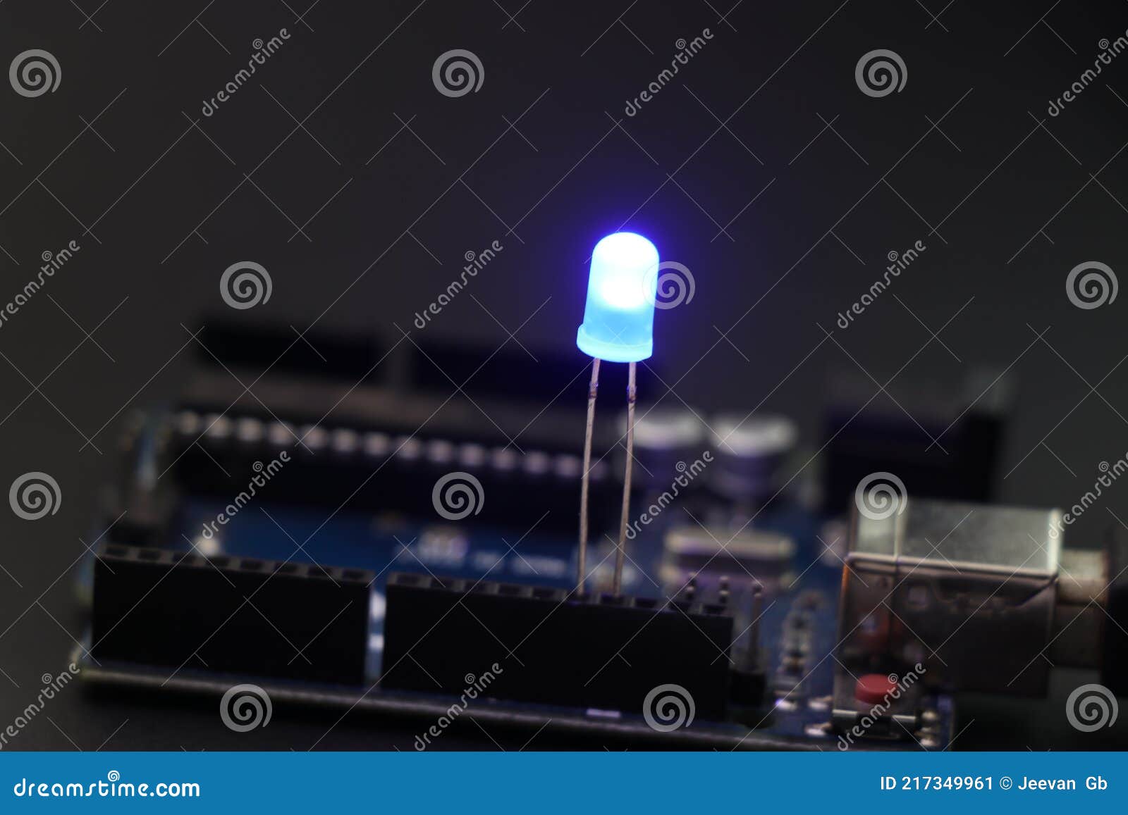 LED Controller Board Illuminating Blue Led or Light Emitting Diode that ...