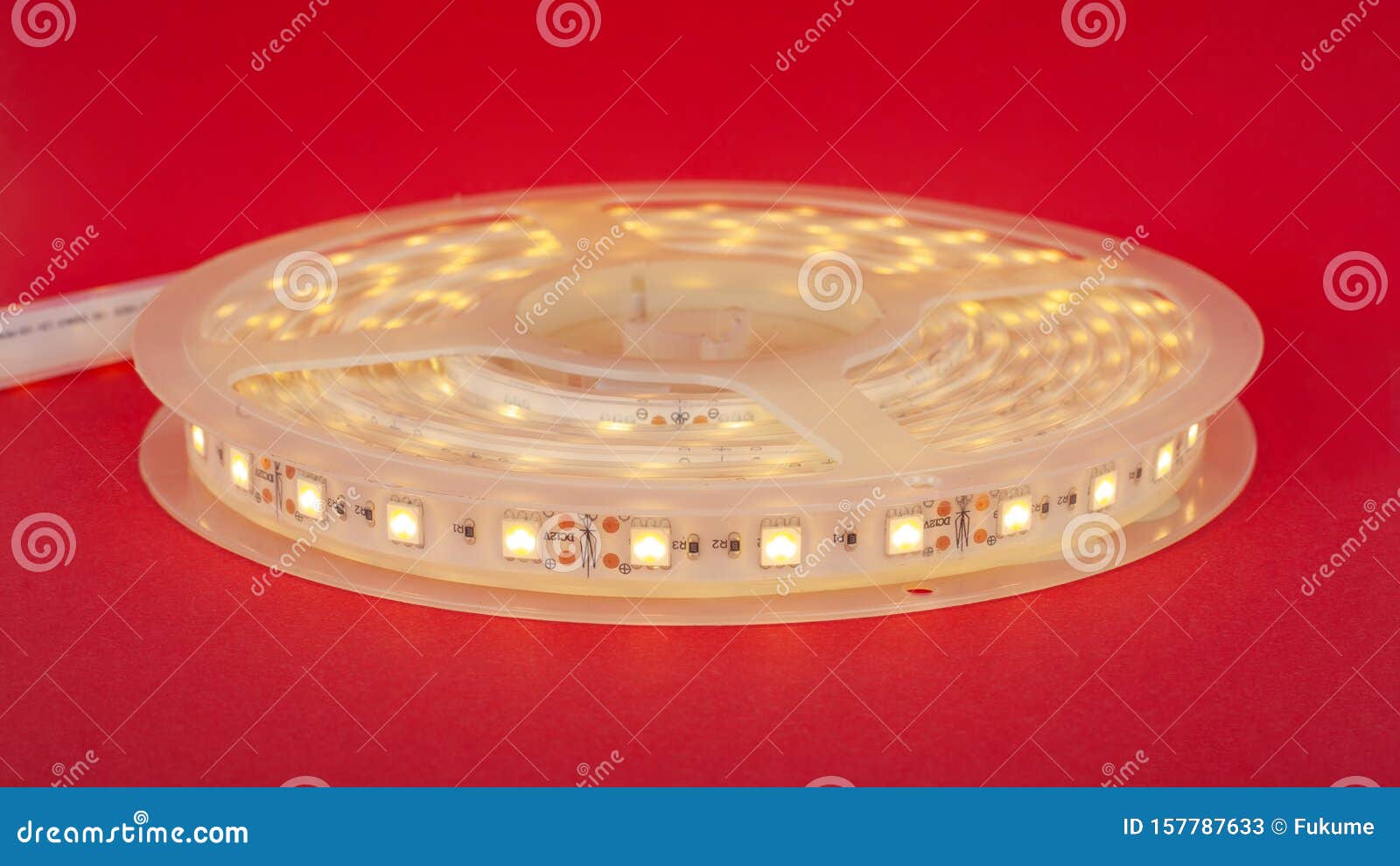 LED Decorative Luminous Strip.diode Light on a Red Background Stock ...