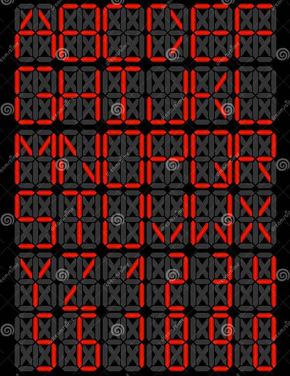 LED Digital Display Font Set Stock Vector - Illustration of light ...