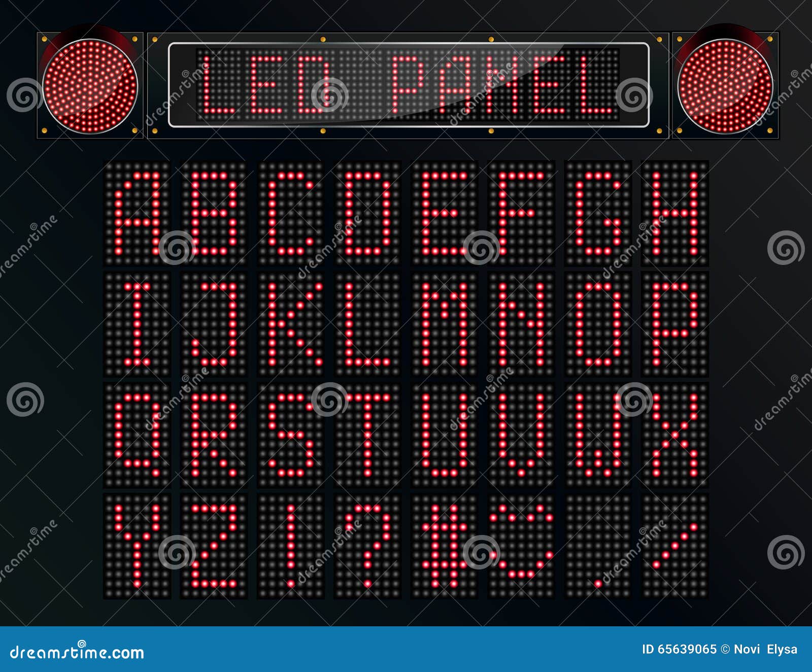 LED Digital Font on Black Background Stock Vector - Illustration of ...