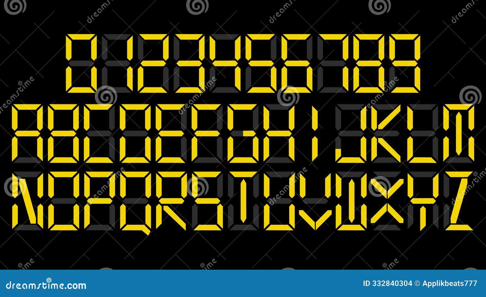 Led Digital Font Text in Yellow. Digital Scoreboard Stock Vector ...