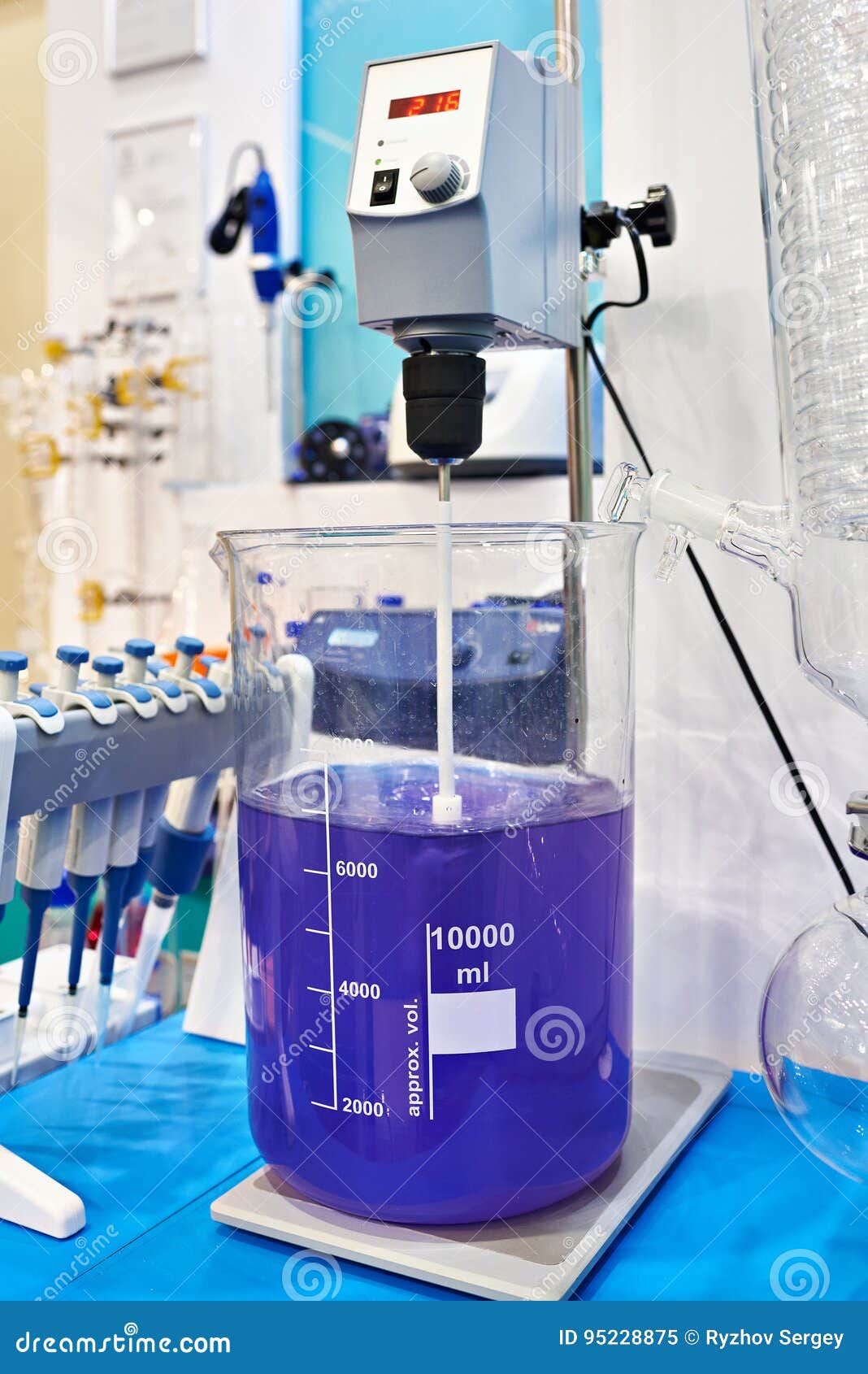 LED Digital Overhead Stirrer with Universal Plate Stand Stock Image ...