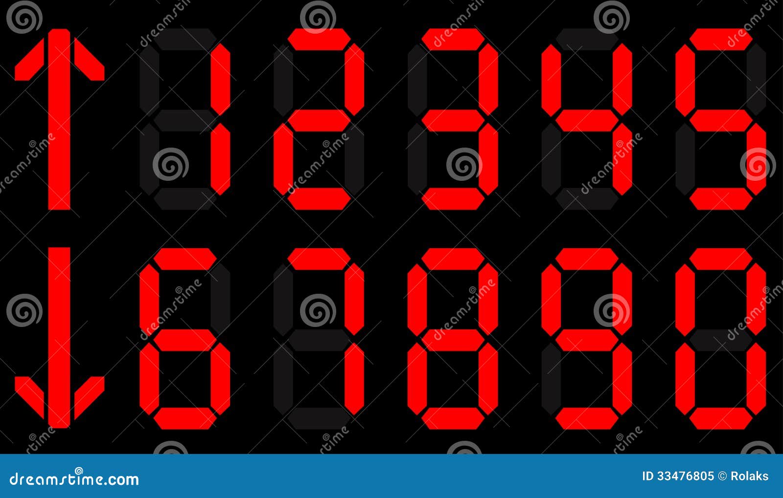 LED digits with arrows stock vector. Illustration of number - 33476805